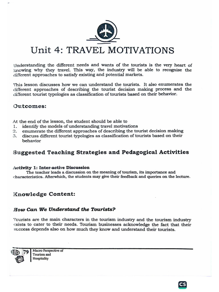 Unit 4 Travel Motivations 2 | PDF