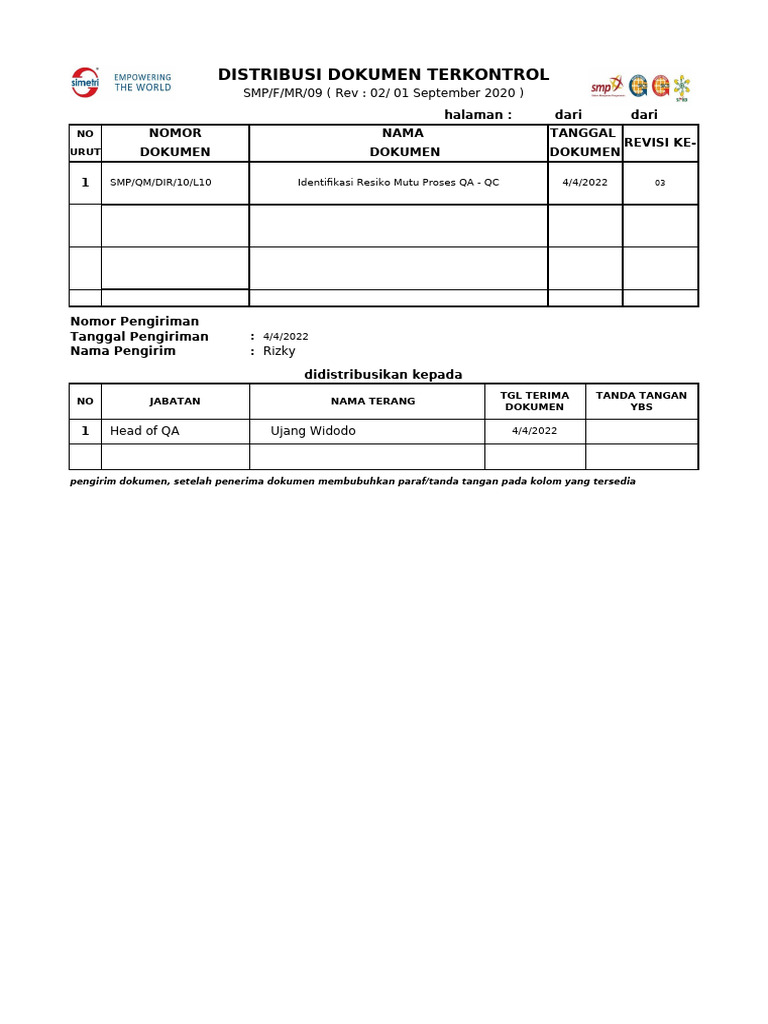 Transaksi & Distribusi Dokumen QA-QC | PDF