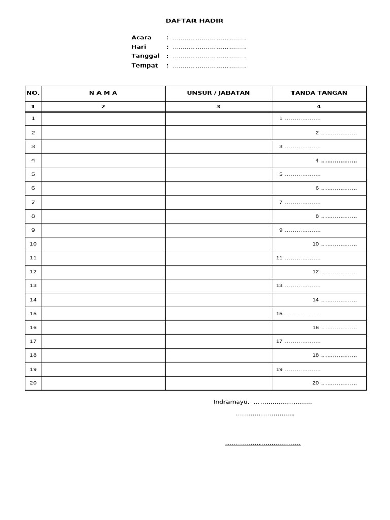 Daftar Hadir Rapat | PDF
