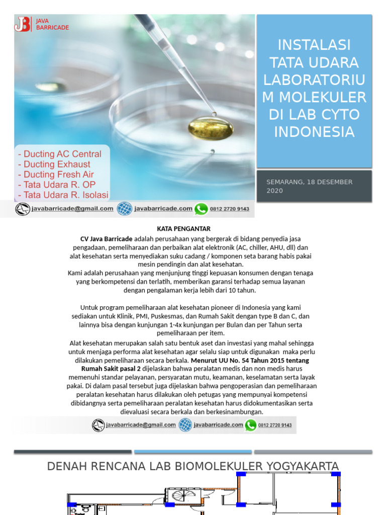 Instalasi Tata Udara Laboratorium Molekuler Di Lab Cyto | PDF ...