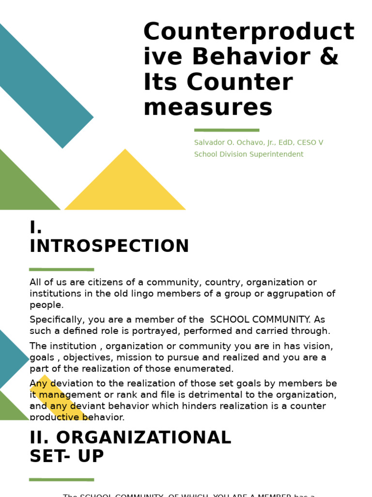 Dr. Salvador Ochavo Counterproductive Behavior | PDF | Psychology ...