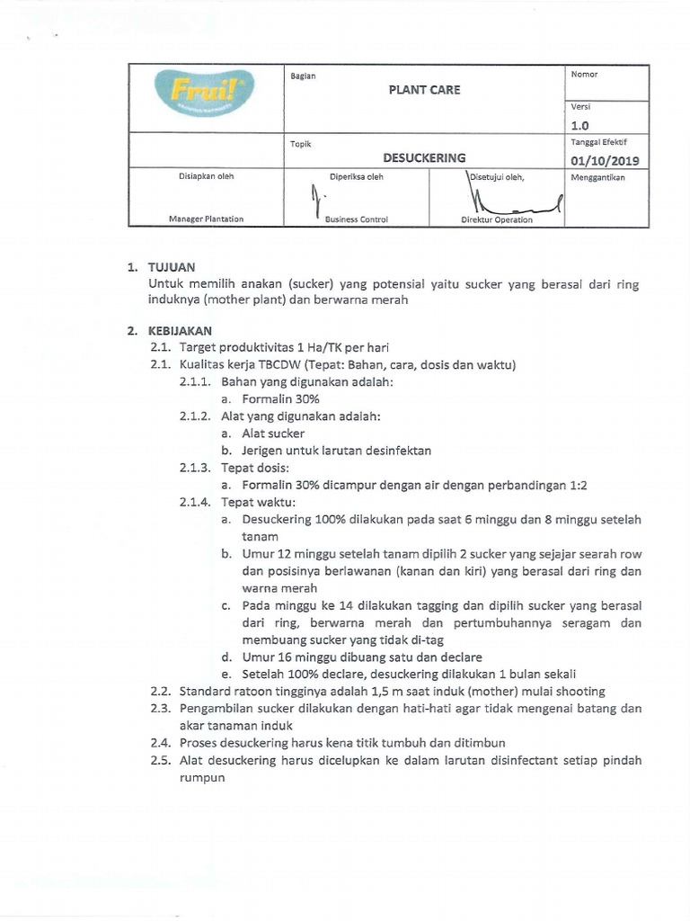 SOP Desuckering | PDF