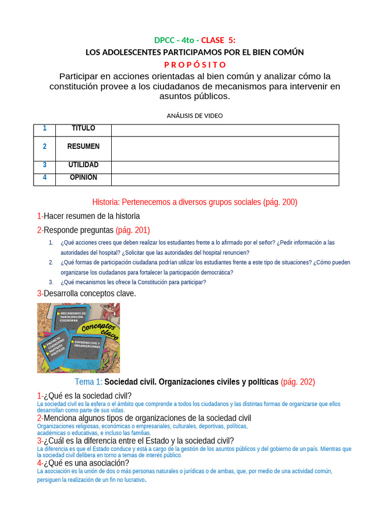Clase 5 DPCC 4to (4to Bim) | PDF | Sociedad civil | Participación pública