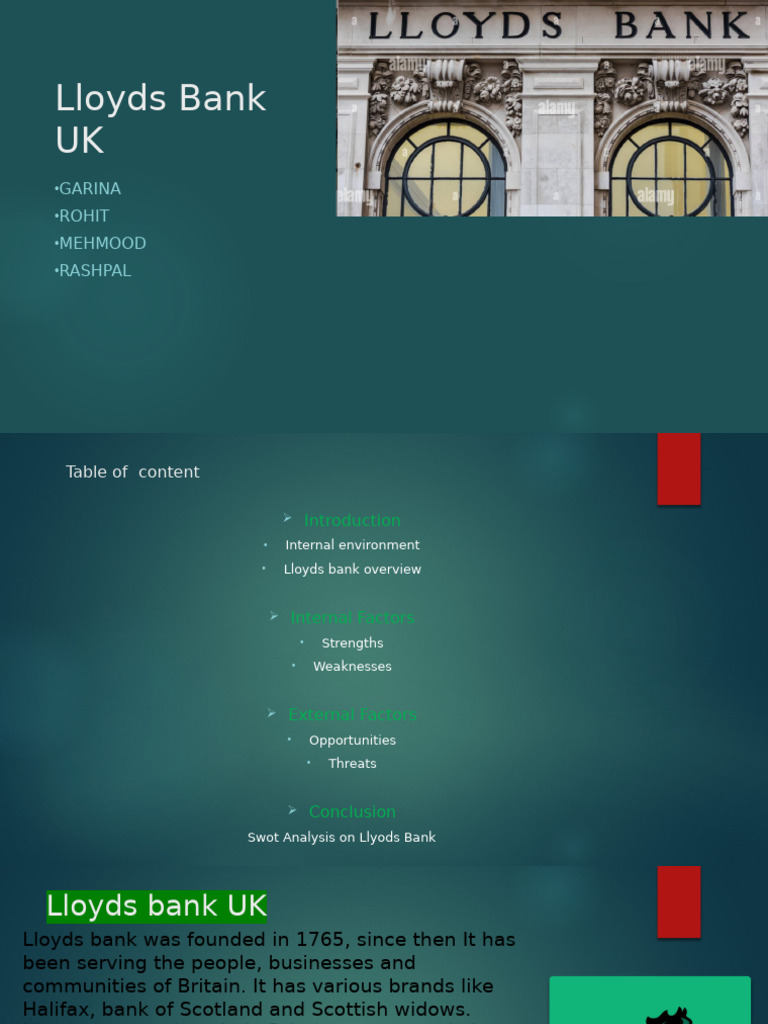 Lloyds Bank Uk Swot Analysis | PDF | Banks | Credit