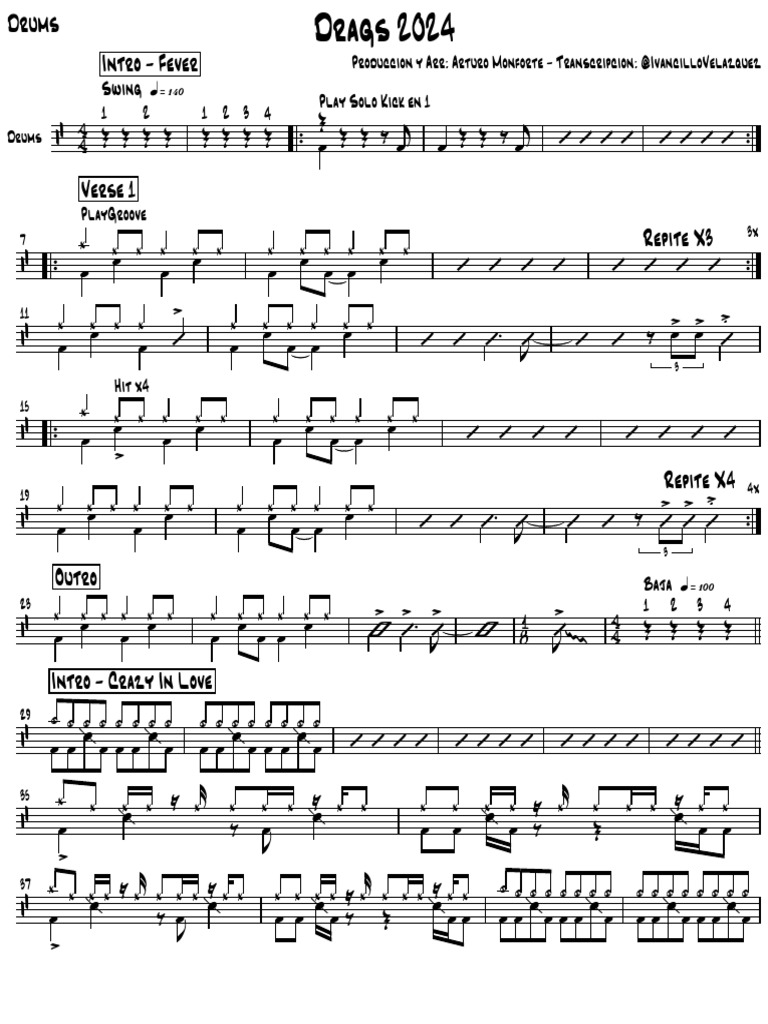 Drags 2024 - Drums | PDF | Song Structure | Musical Forms