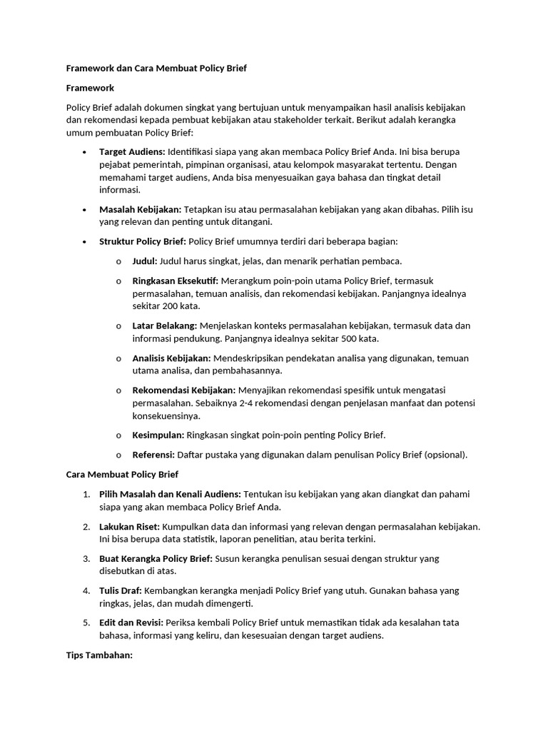 Cara Efektif Membuat Policy Brief | PDF | Bisnis