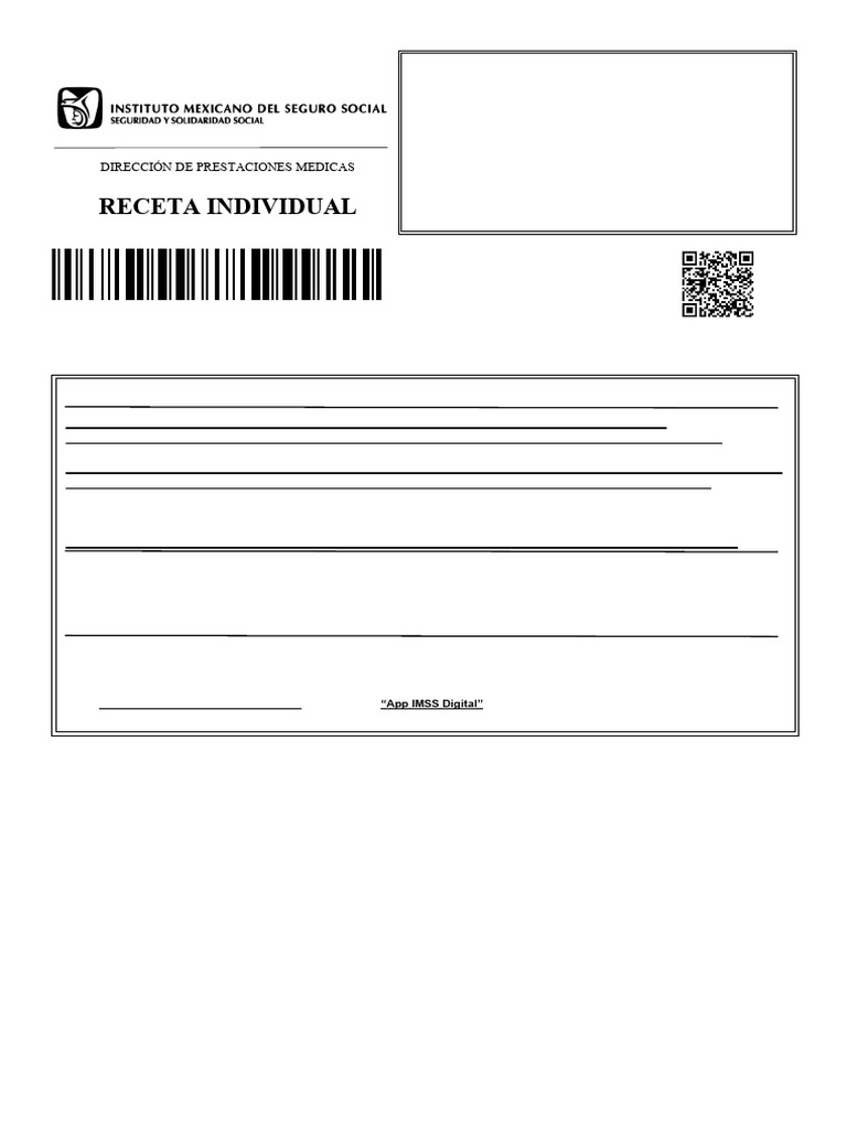 Receta Médica IMSS: Formato Editable | PDF | Farmacia | Cuidado de la salud
