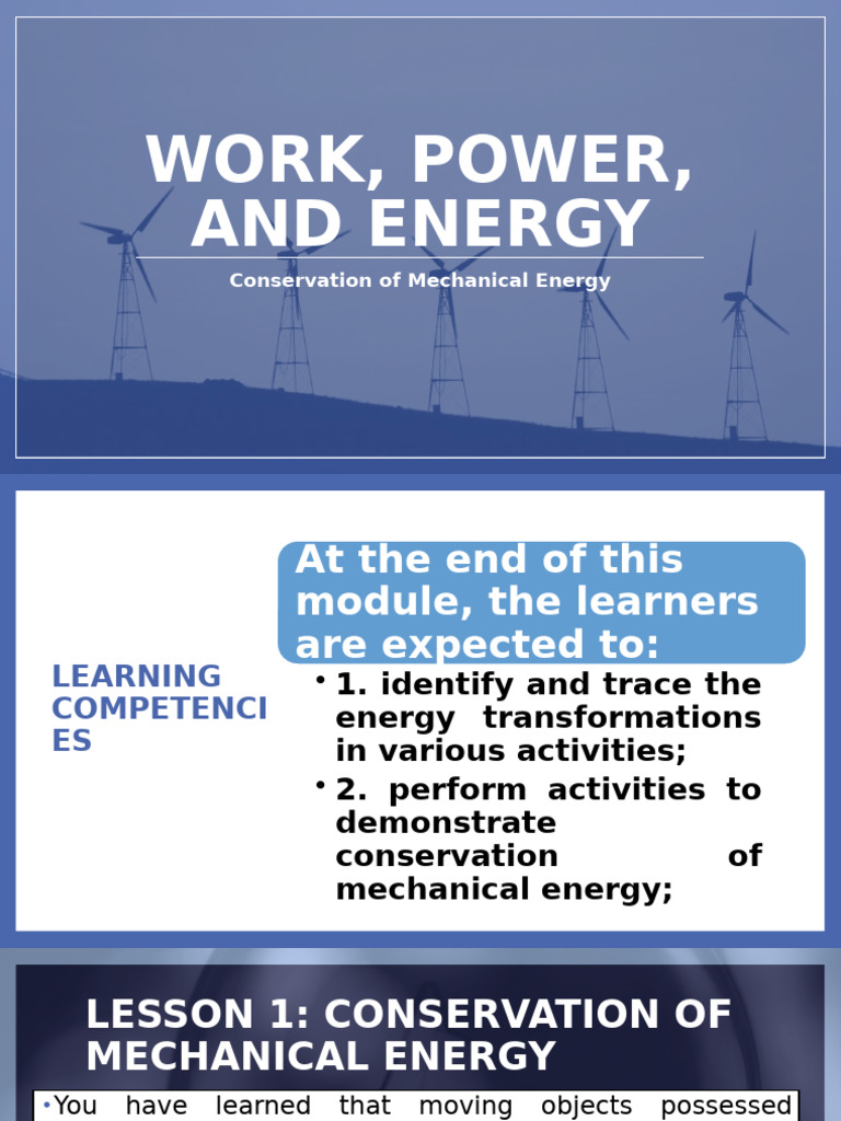 Work, Power, and Energy | PDF | Potential Energy | Kinetic Energy