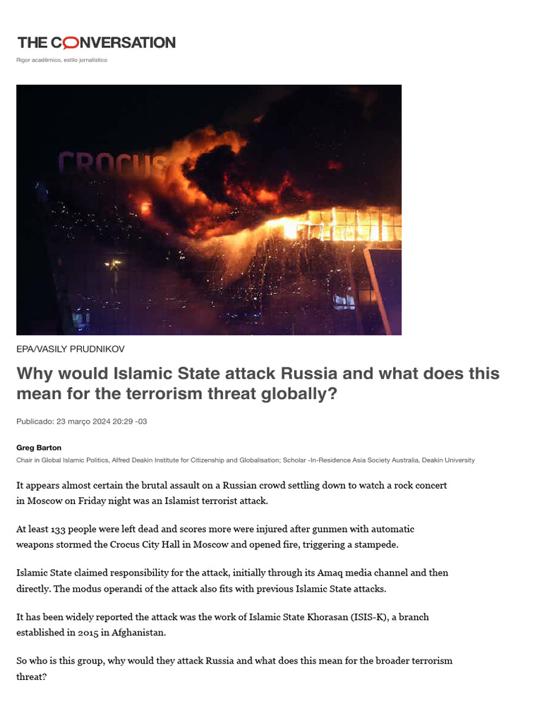 ISIS-K's Moscow Attack: Implications Explained | PDF | Russia | World ...