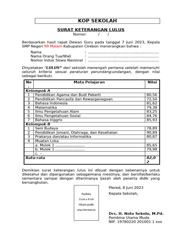 @contoh-Format SKL | PDF