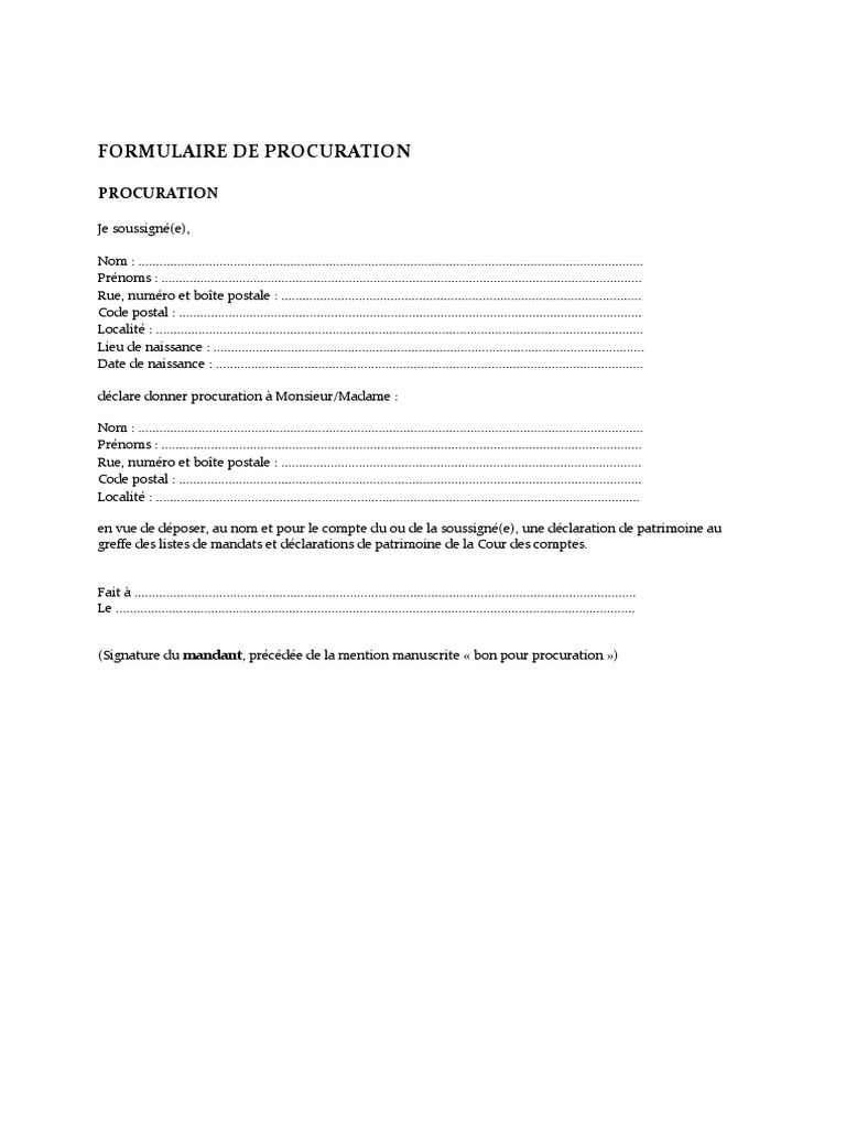 Modèle de procuration manuscrite | PDF