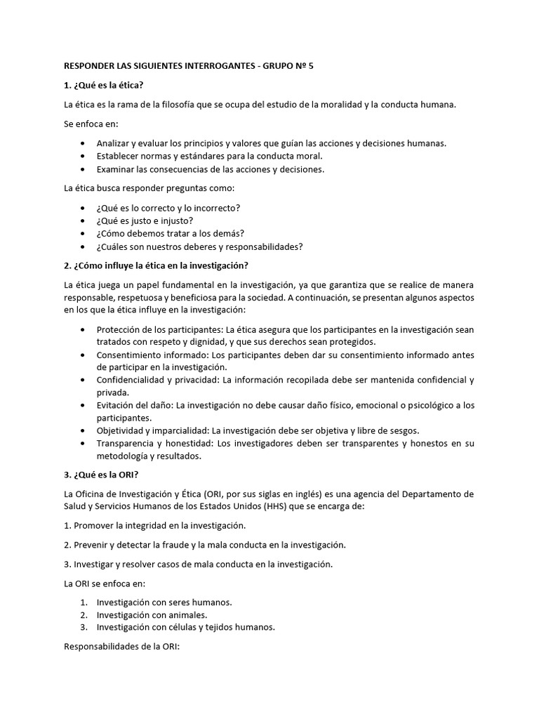 Responder Las Siguientes Interrogantes | PDF | Plagio | Moralidad