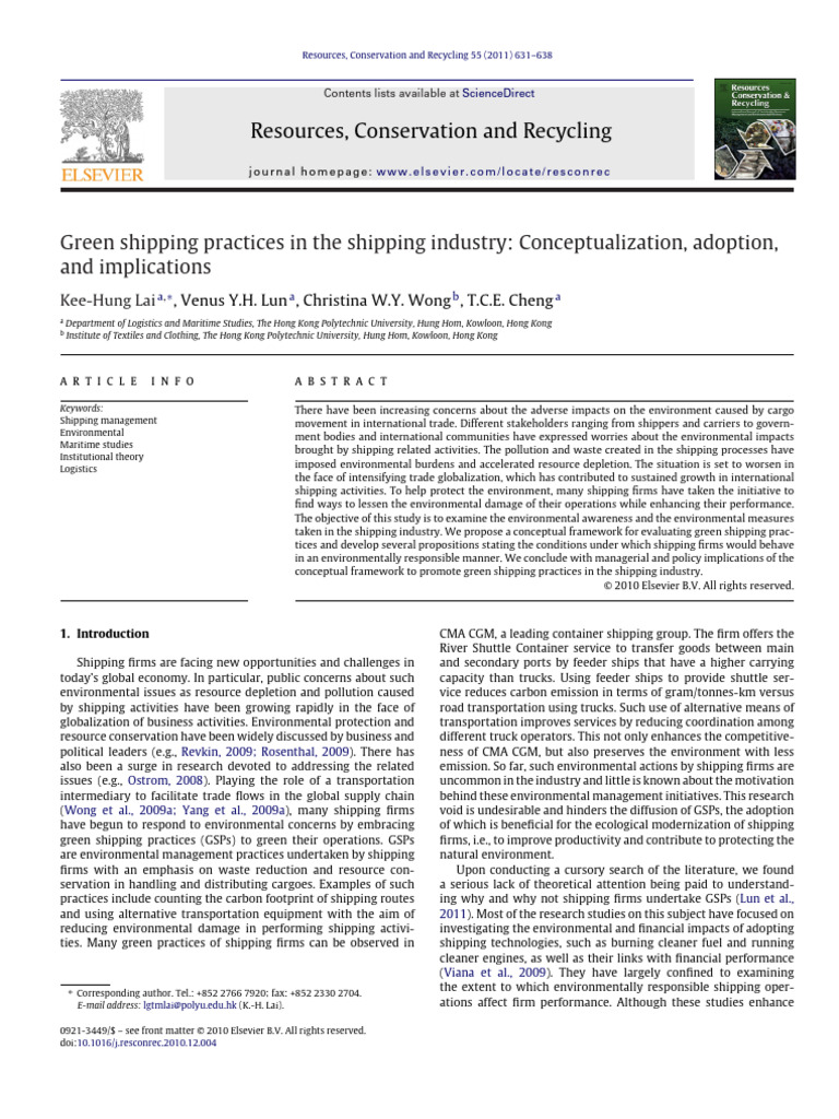 2011 Green Shipping Practices | PDF | Cargo | Recycling