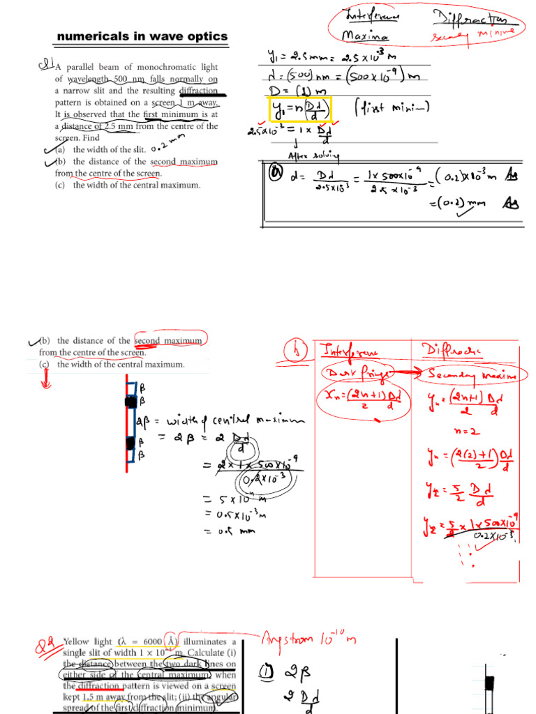 Numericals Wave Optics | PDF | Science & Mathematics