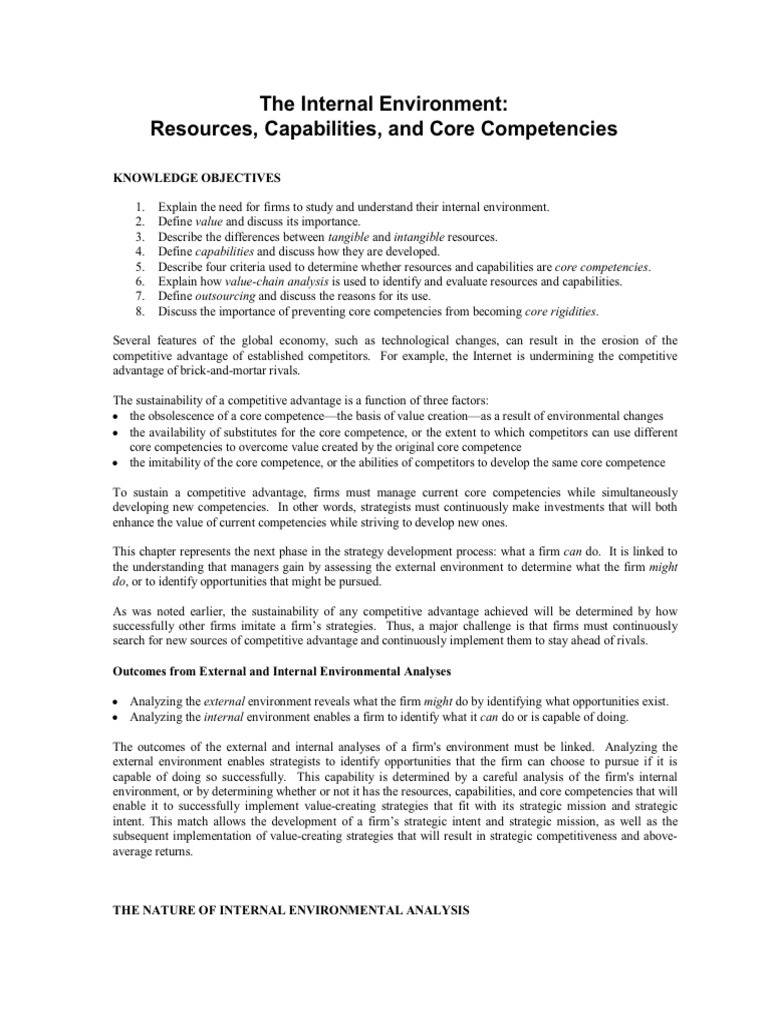 Chapter 3 Internal Environment Analysis | PDF