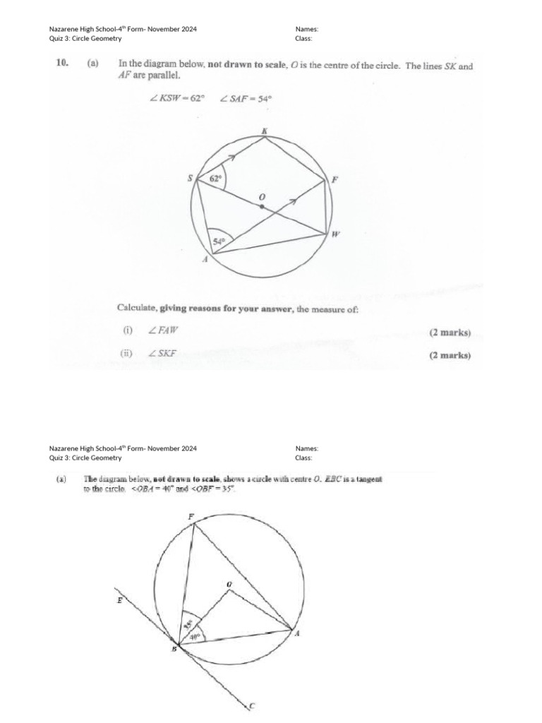 Quiz 3-Circle Geometry | PDF | Sports & Recreation