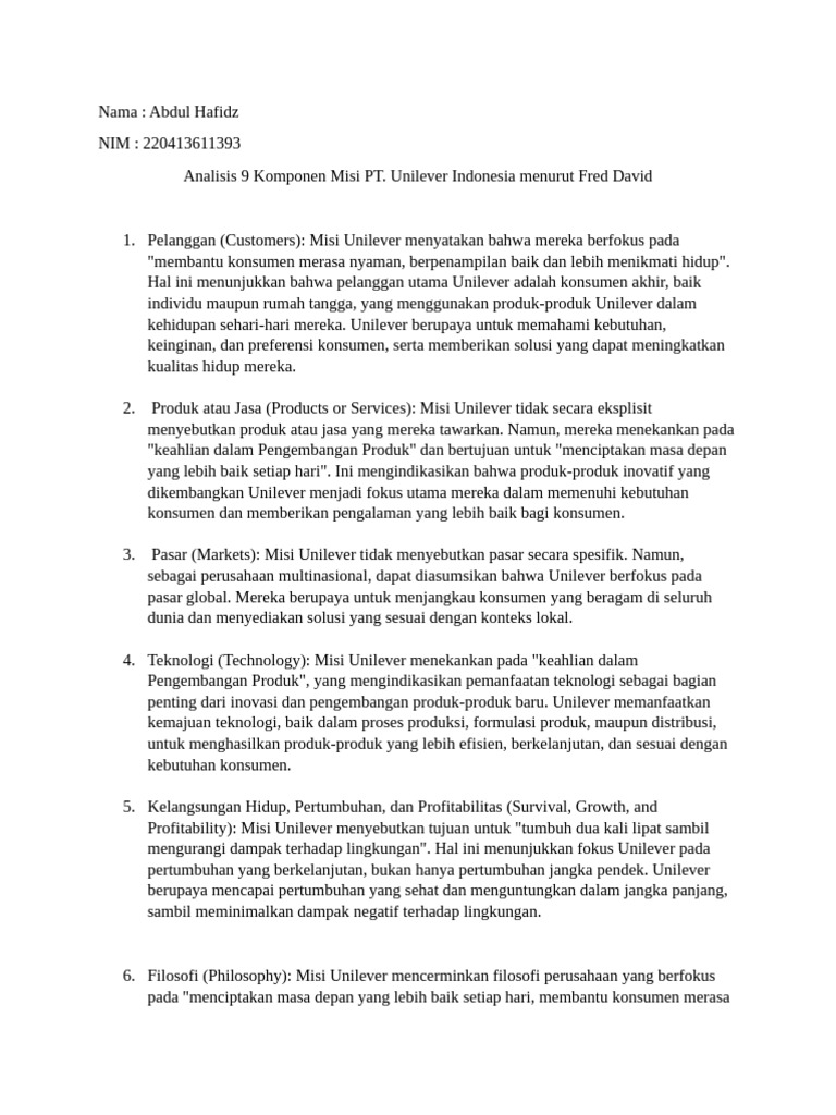 9 Komponen PT Unilever | PDF | Bisnis