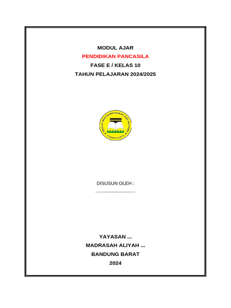 Contoh Simulasi 5 - MODUL AJAR - Sederhana | PDF