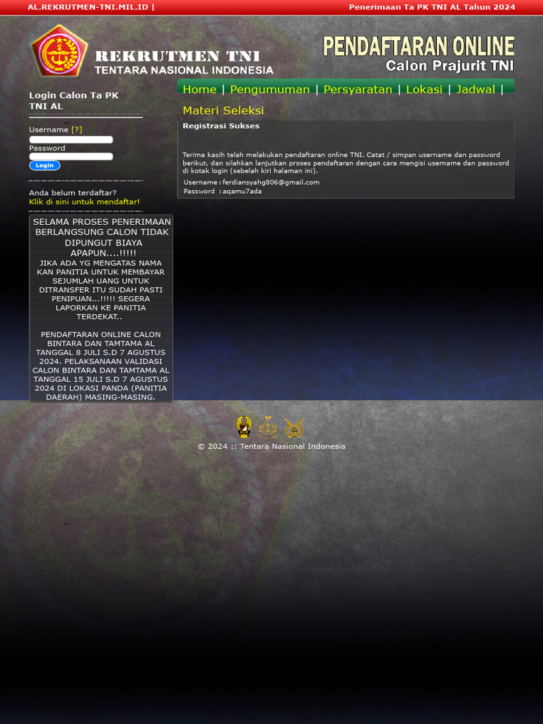 Penerimaan Ta PK AL TNI | PDF