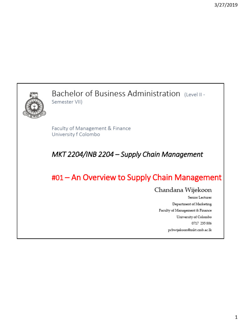 Overview of Supply Chain Management | PDF | Supply Chain Management ...