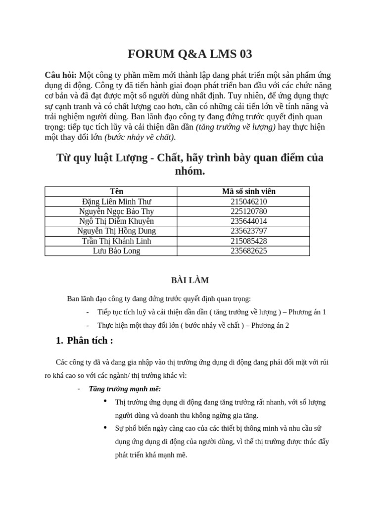 Nhóm 3 - Forum Q&a LMS03 | PDF