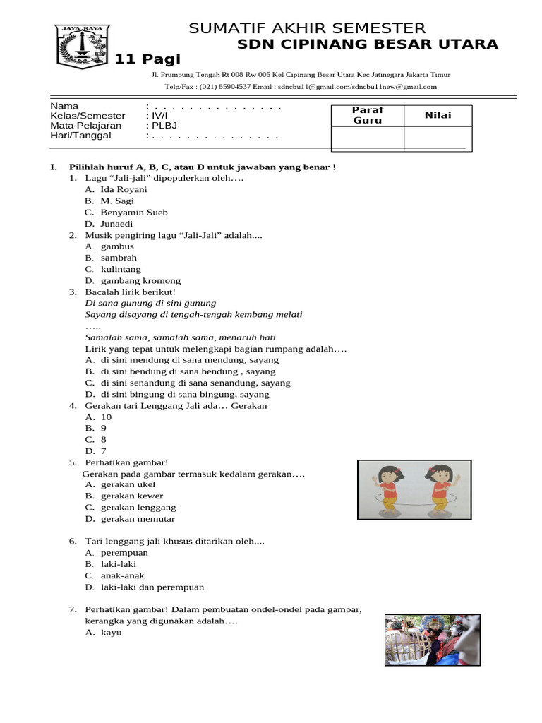 Sumatif Akhir I PLBJ KLS 4 | PDF