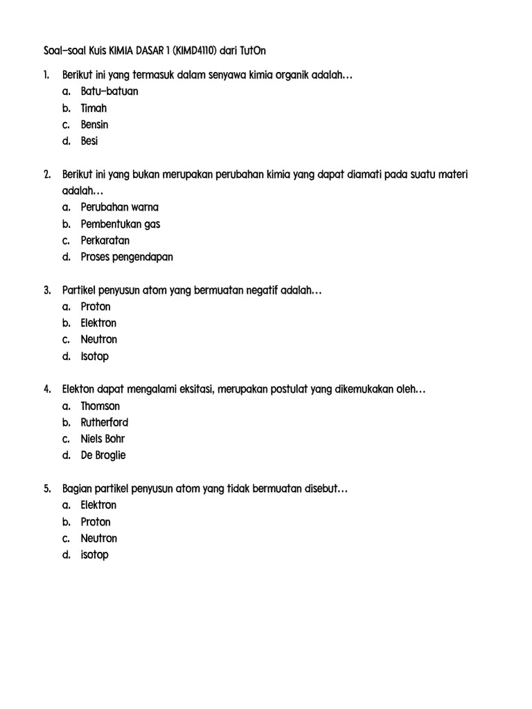 Kuis Tuton | PDF | Sains & Matematika