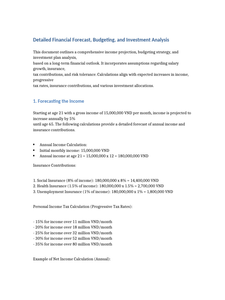 Detailed Tran Nam Quoc Financial Plan Analysis Expanded | PDF | Investing | Income