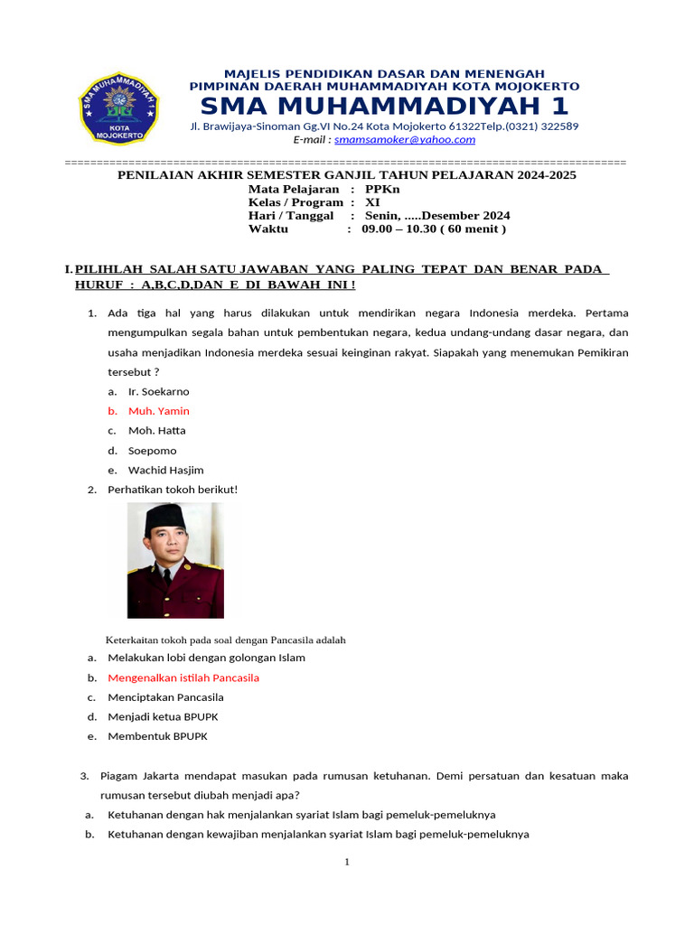 Pas Ganjil PKN Xi Kurmer 2024-2025 | PDF