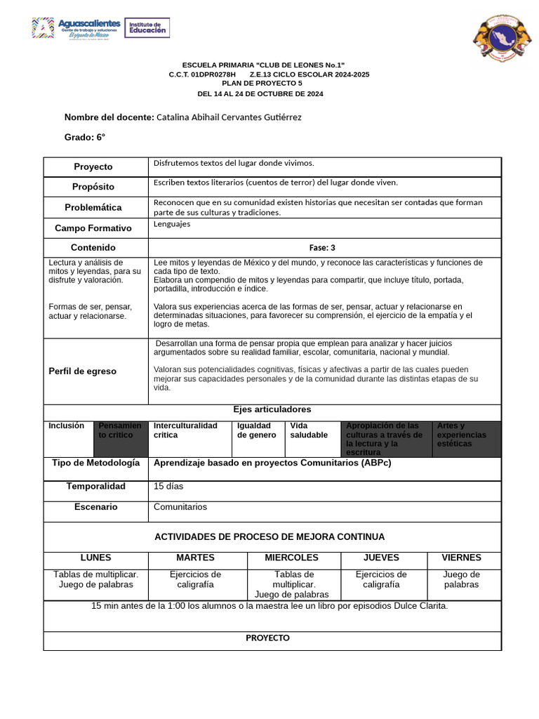 Proyecto de Escritura: Cuentos de Terror | PDF | Cuentos | Aprendizaje