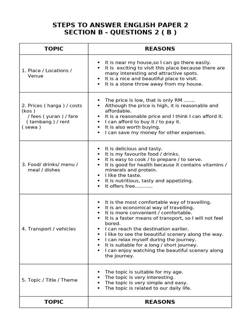 English Paper 2 Answer Guide | PDF