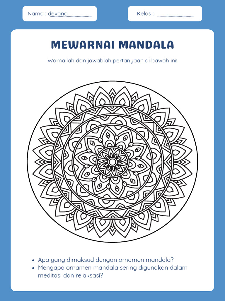 Tugas Mewarnai dan Menjawab Mandala | PDF