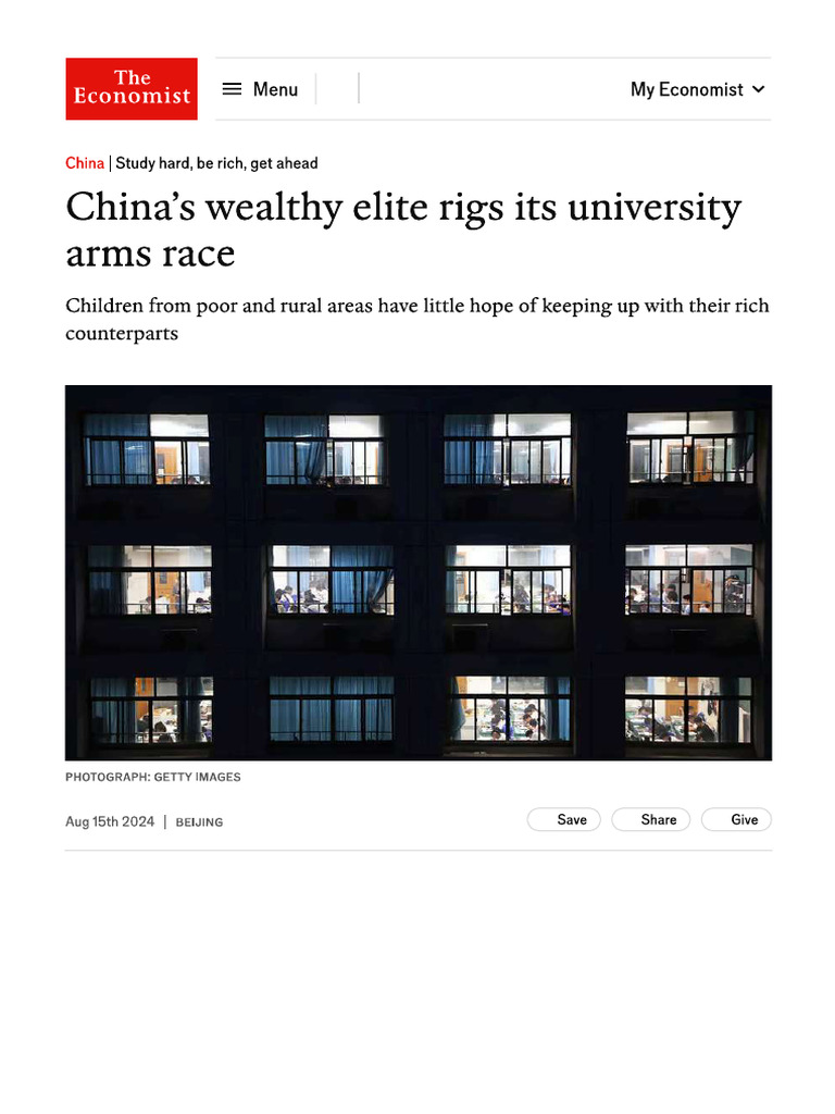 China's Wealthy Elite Rigs Its University Arms Race | PDF