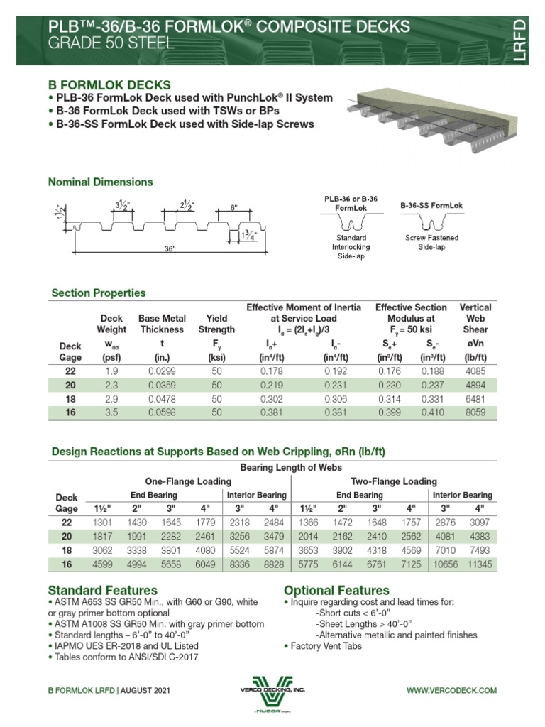 PLB FORMLOK Grade 50 LRFD | PDF | Building Materials | Civil Engineering