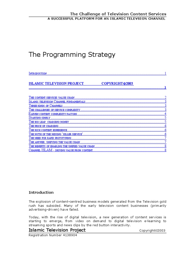 The Programming Strategy | PDF | Video On Demand | Television