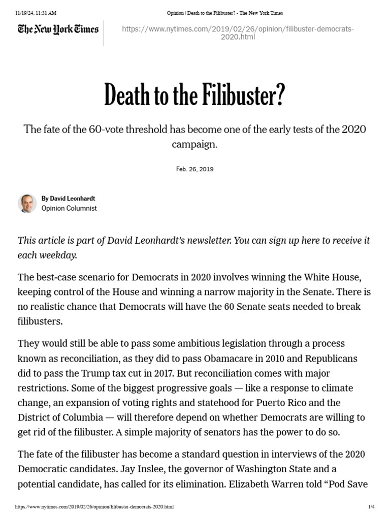 Cory Booker on Filibuster Debate | PDF | Democratic Party (United ...