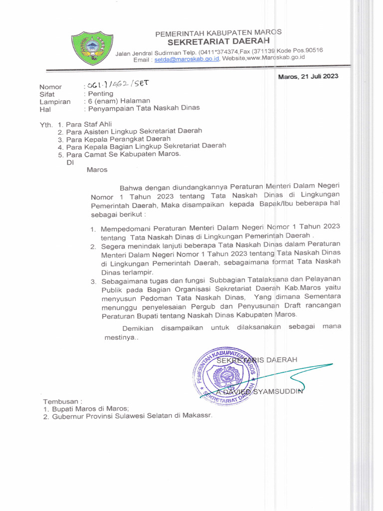 Surat Edaran Tata Naskah Dinas | PDF