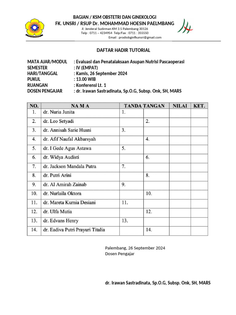 Absen Tutorial Sem 4 Jul22 | PDF | Pengembangan Diri | Sains & Matematika