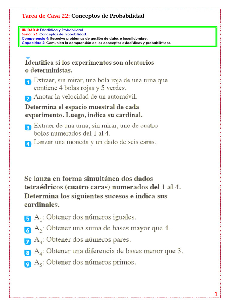 CONCEPTOS DE PROBABILIDAD (Tarea de Casa 22) | PDF | Informática