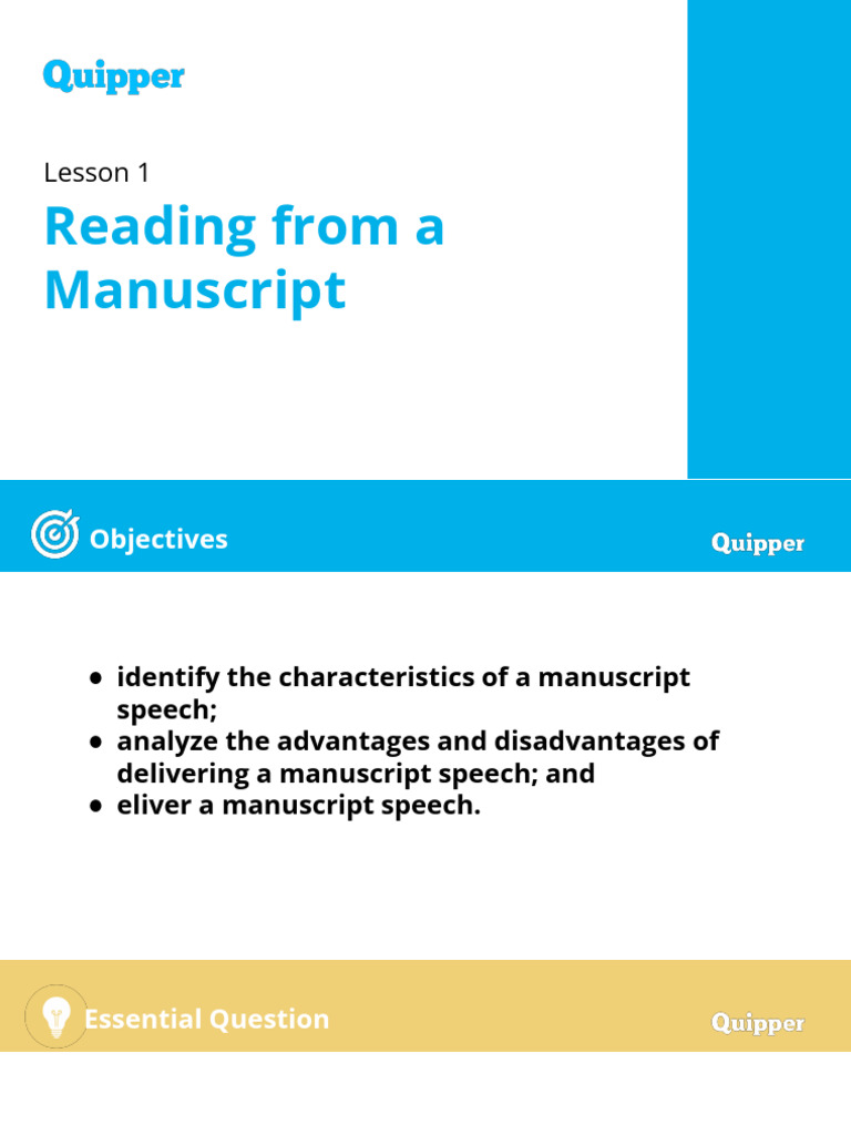 OC U9 L1 Reading From A Manuscript | PDF | Nonverbal Communication | Human Communication