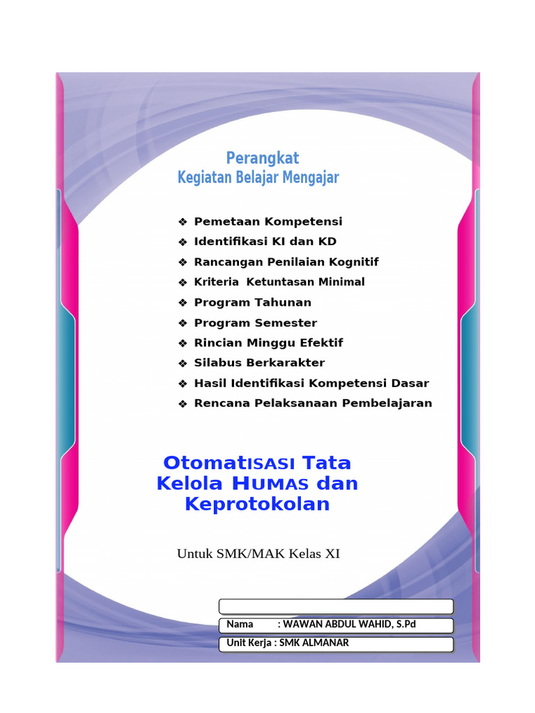 Rencana Pembelajaran Humas Kelas XI | PDF