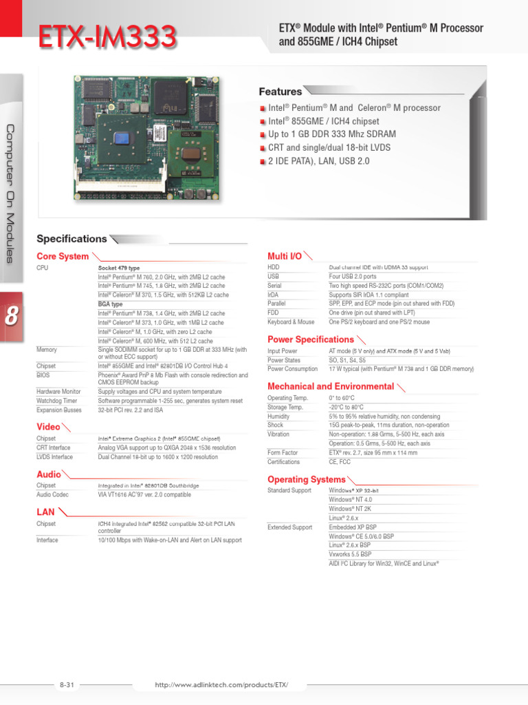 ETX-IM333 Datasheet 23 | PDF | Computer Science | Computing