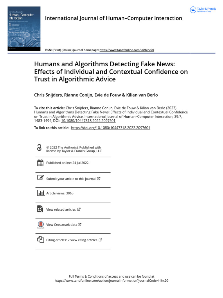 Humans and Algorithms Detecting Fake News Effects of Individual and ...