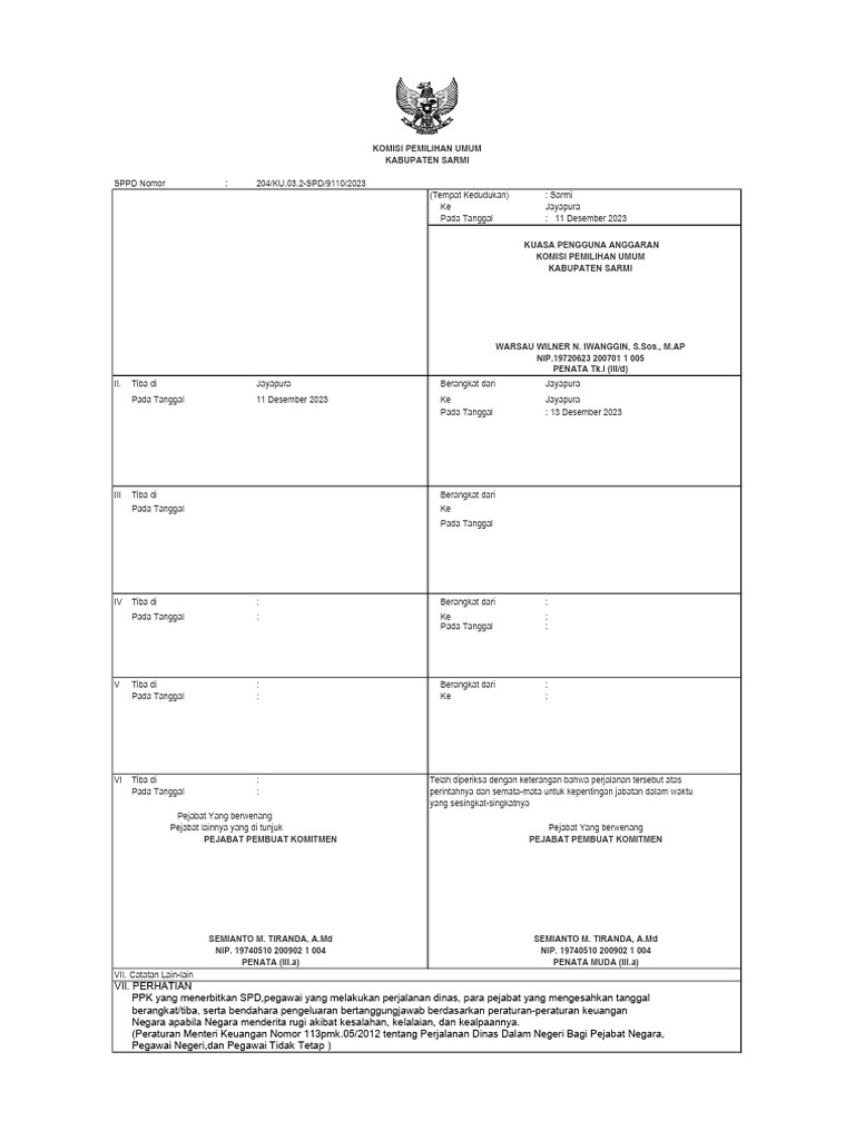 Rev Lembar 2 SPPD | PDF