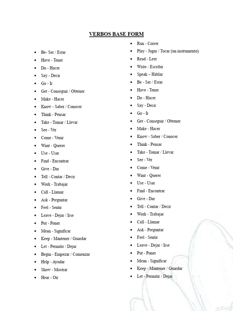 Verbos en Inglés: Lista Completa | PDF