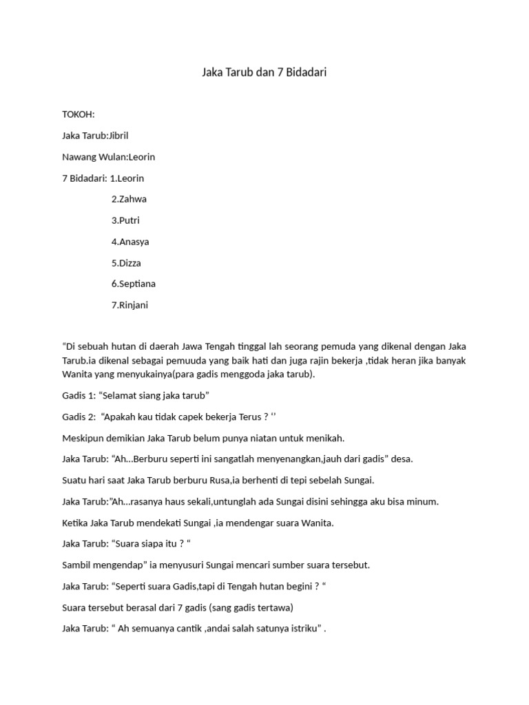 Jaka Tarub Dan 7 Bidadari | PDF