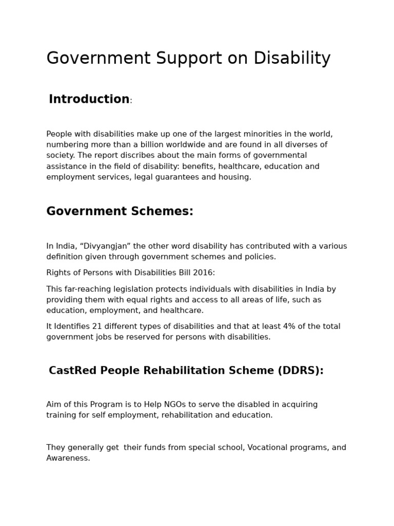 Government Support On Disability: Castred People Rehabilitation Scheme ...