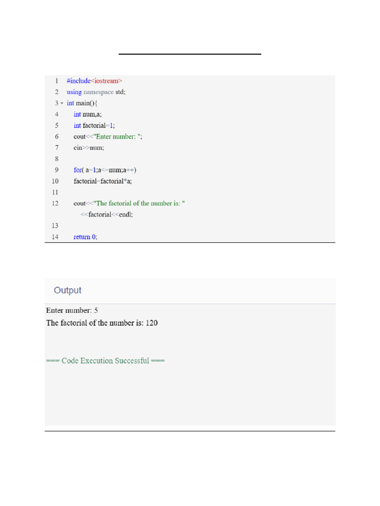 For Loop Factorial | PDF