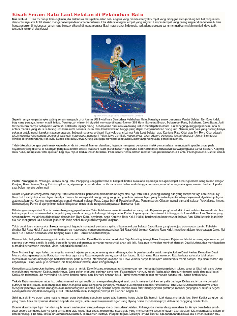 Kisah Seram Ratu Laut Selatan di Pelabuhan Ratu | PDF