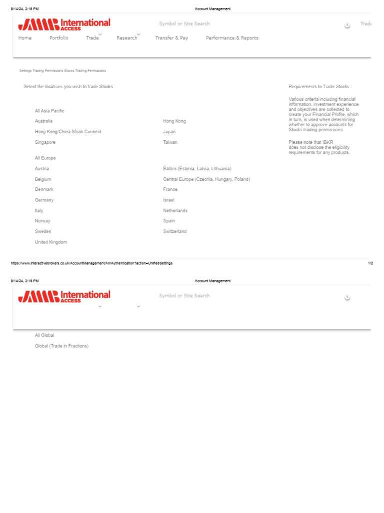 Account Management - Trading Permissions | PDF | Central Europe | Service Industries